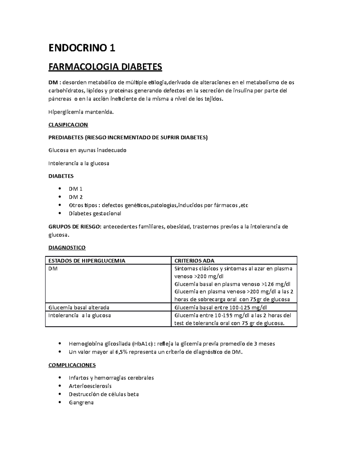 Farmaco DM - ghjkh - ENDOCRINO 1 FARMACOLOGIA DIABETES DM : desorden ...