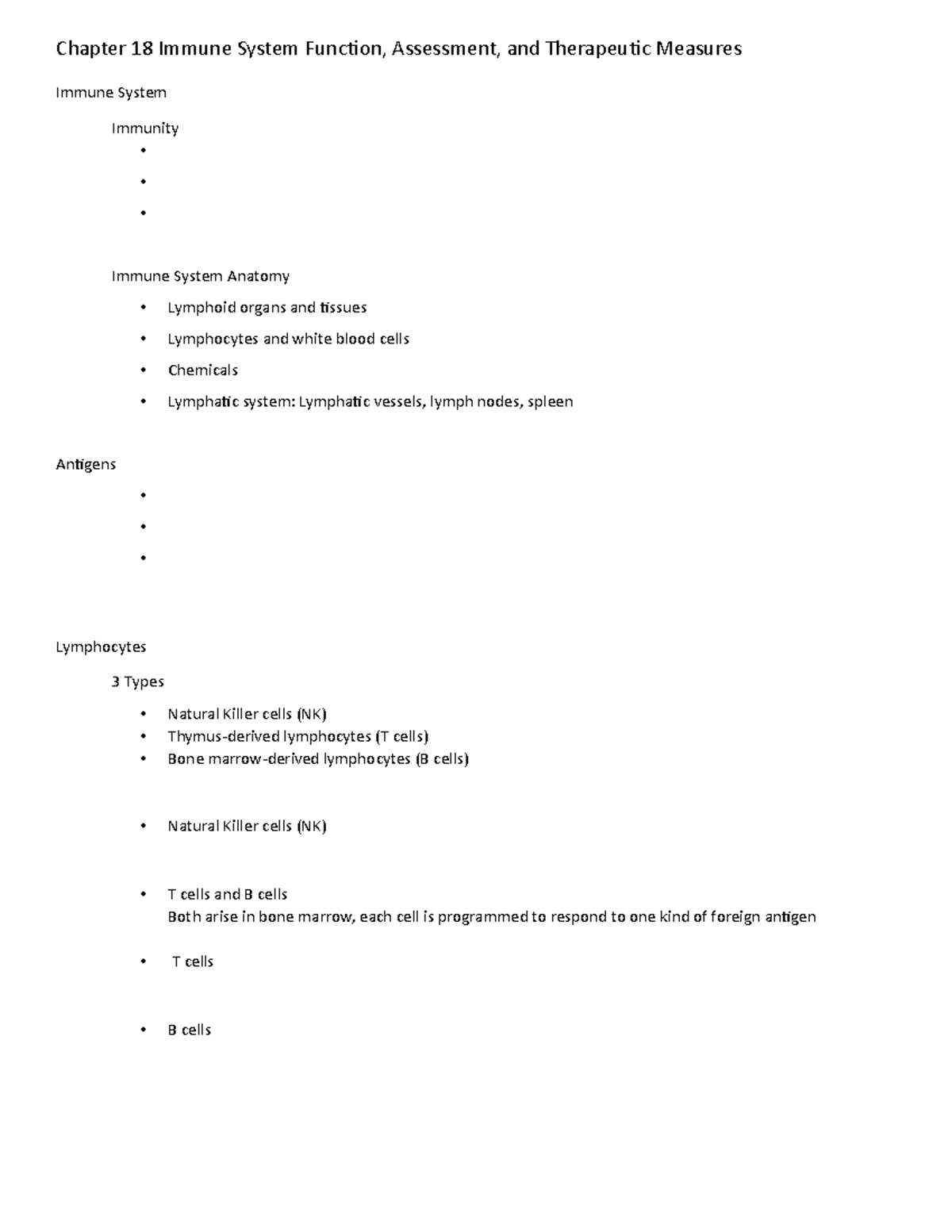 Chapter 18 Student Outline - Immune System Immunity - Immune System ...