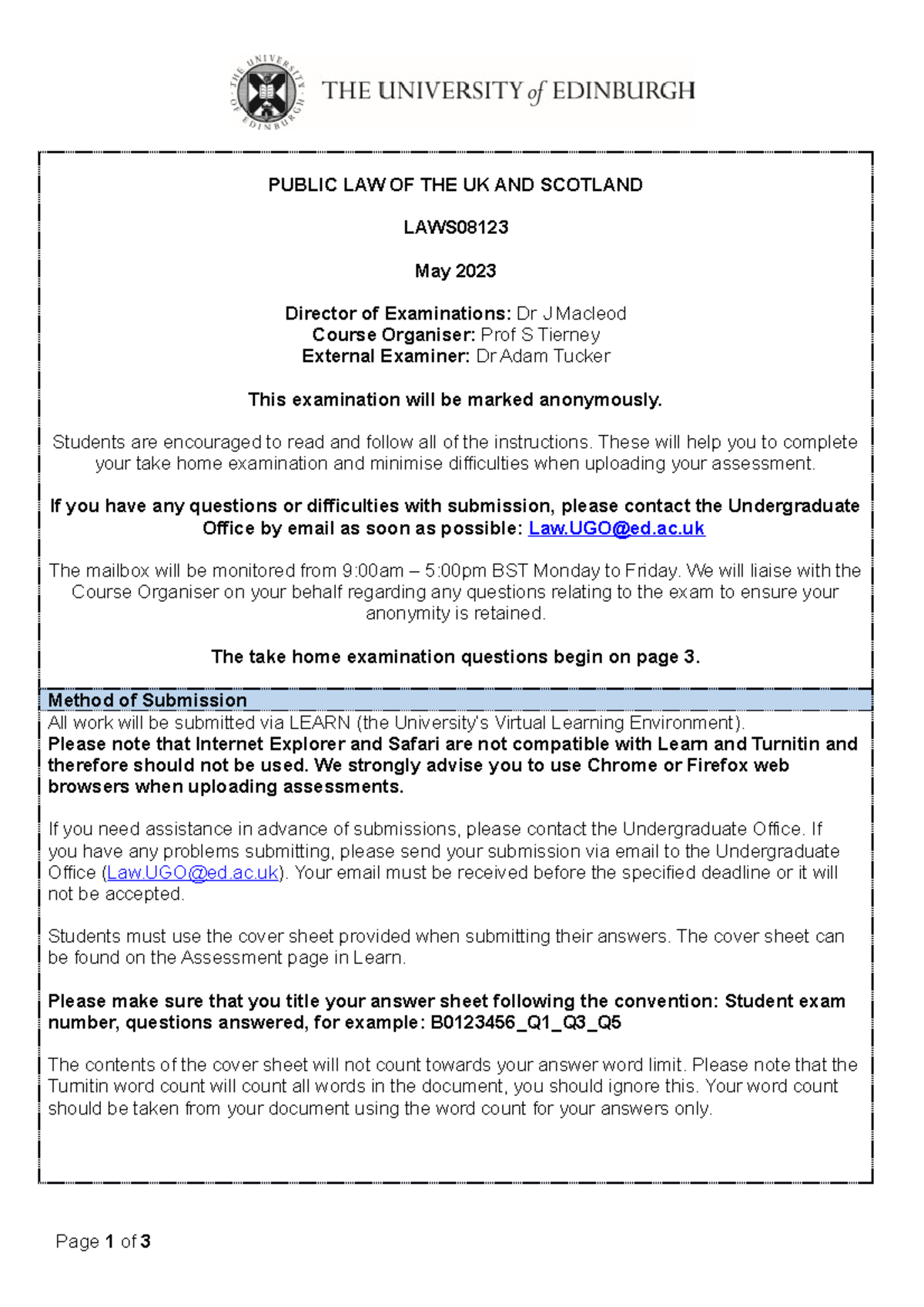 PLUS exam 23 - formative essay - PUBLIC LAW OF THE UK AND SCOTLAND LAWS ...