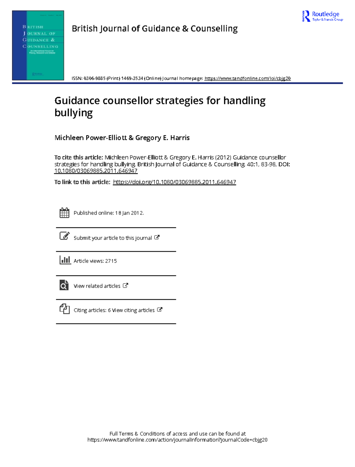 Guidance counsellor strategies for handling bullying - Full Terms ...