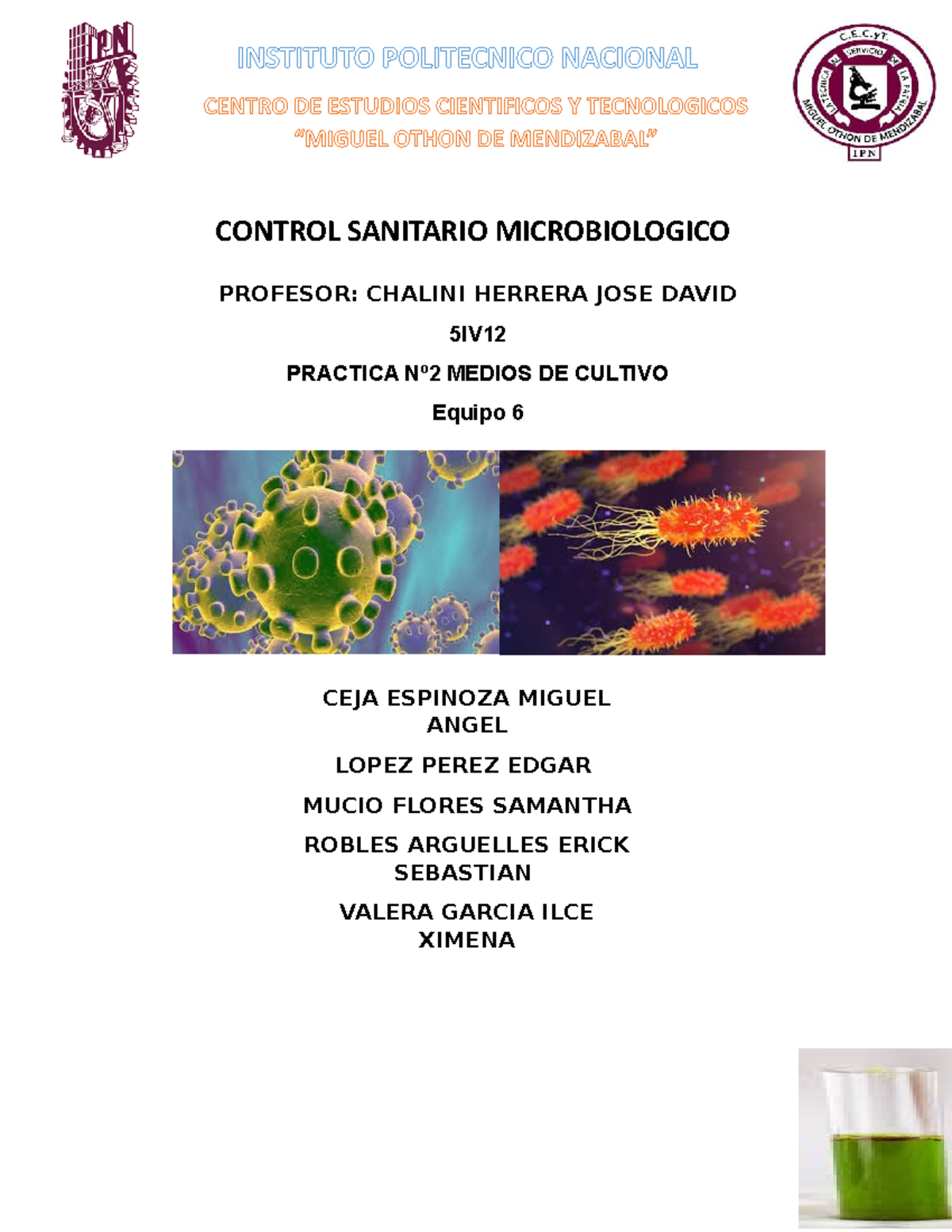 Práctica 2- control microbiologico - INSTITUTO POLITECNICO NACIONAL ...