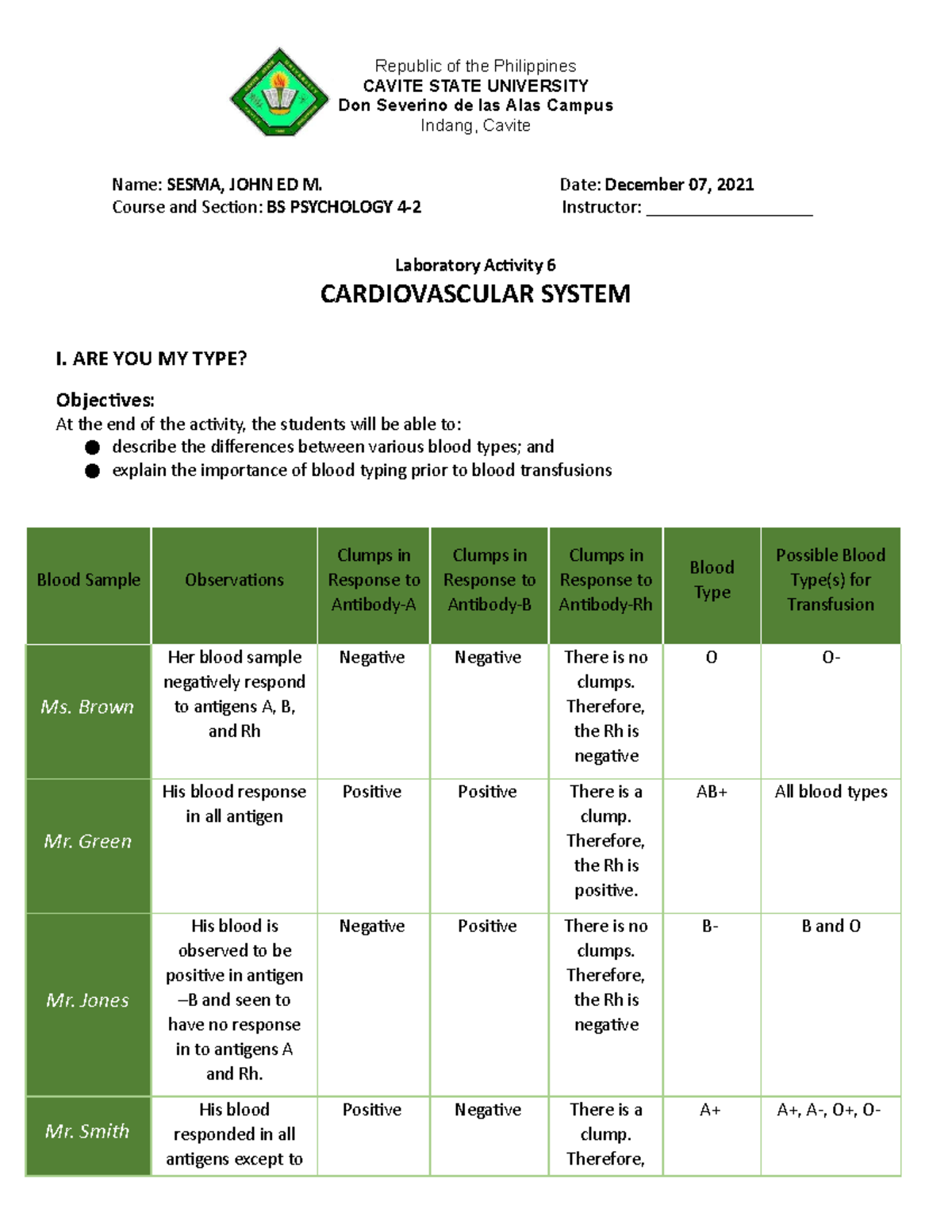 LABORATORY-6-Cardiovascular-System And Blood - Republic of the ...