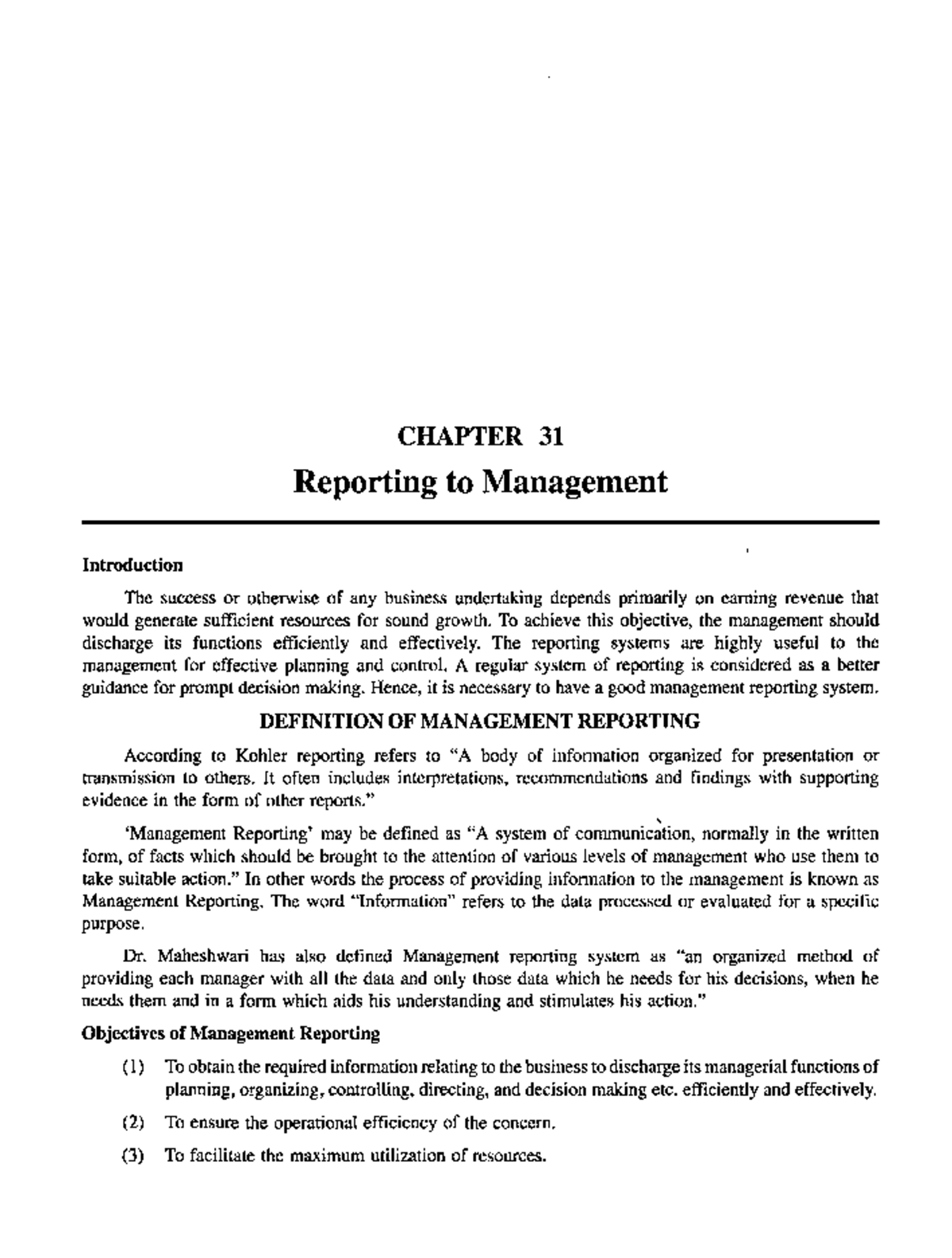 Reporting to Management - CHAPTER 31 Reporting to Management ...