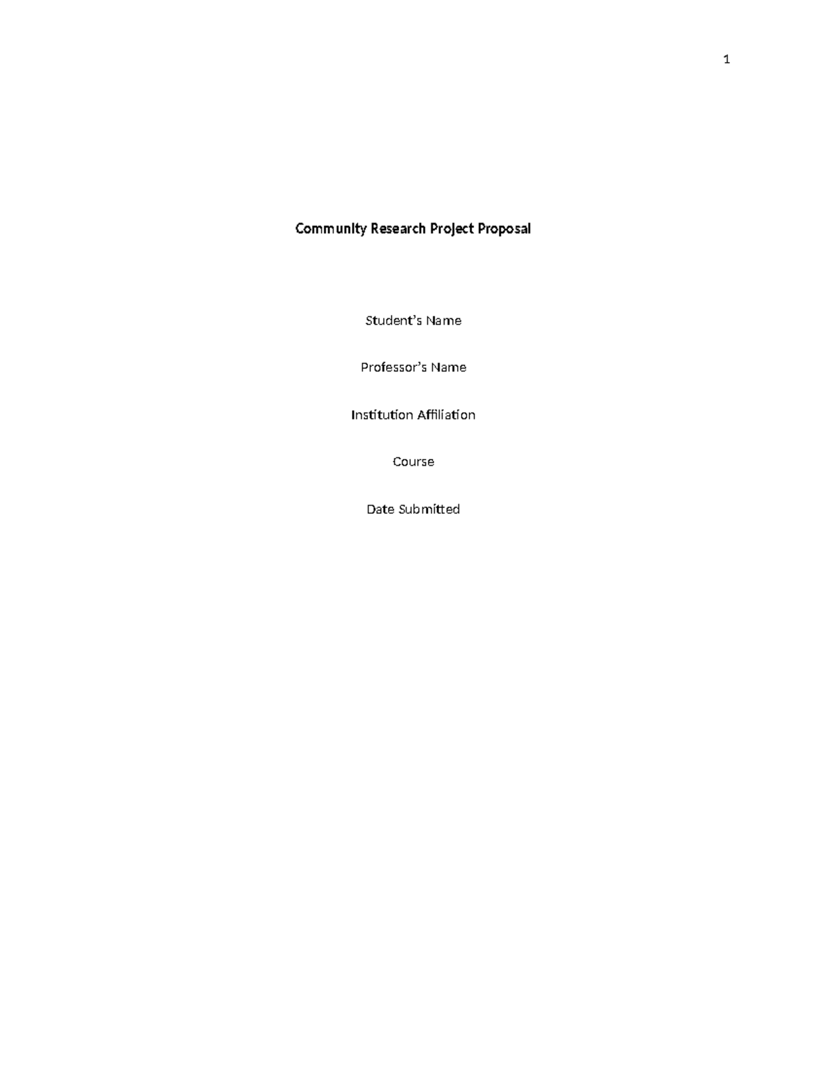 Community Research Project Proposal.edited - Community Research Project ...