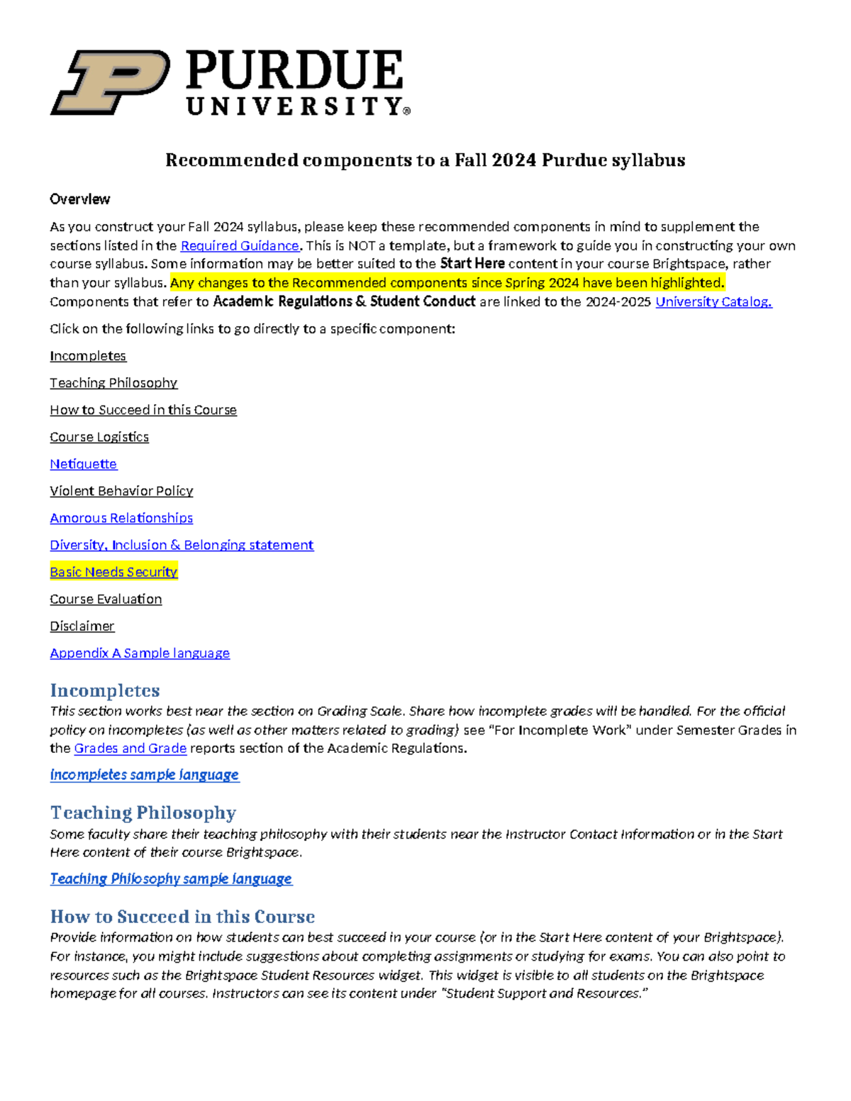 Purdue Syllabus Recommended-fall-2024-final-080624 - Recommended ...