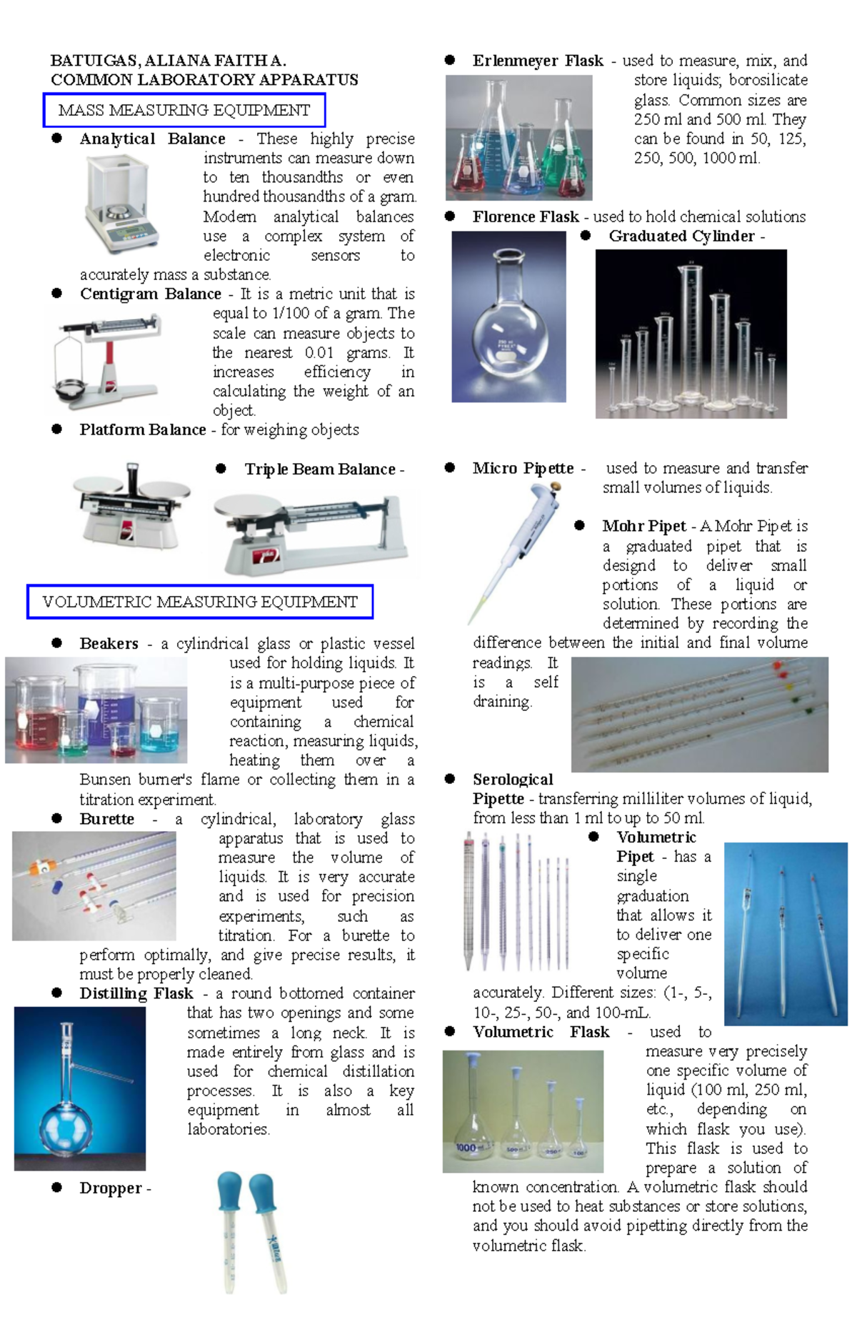 Common-Lab-Apparatus - BATUIGAS, ALIANA FAITH A. COMMON LABORATORY ...