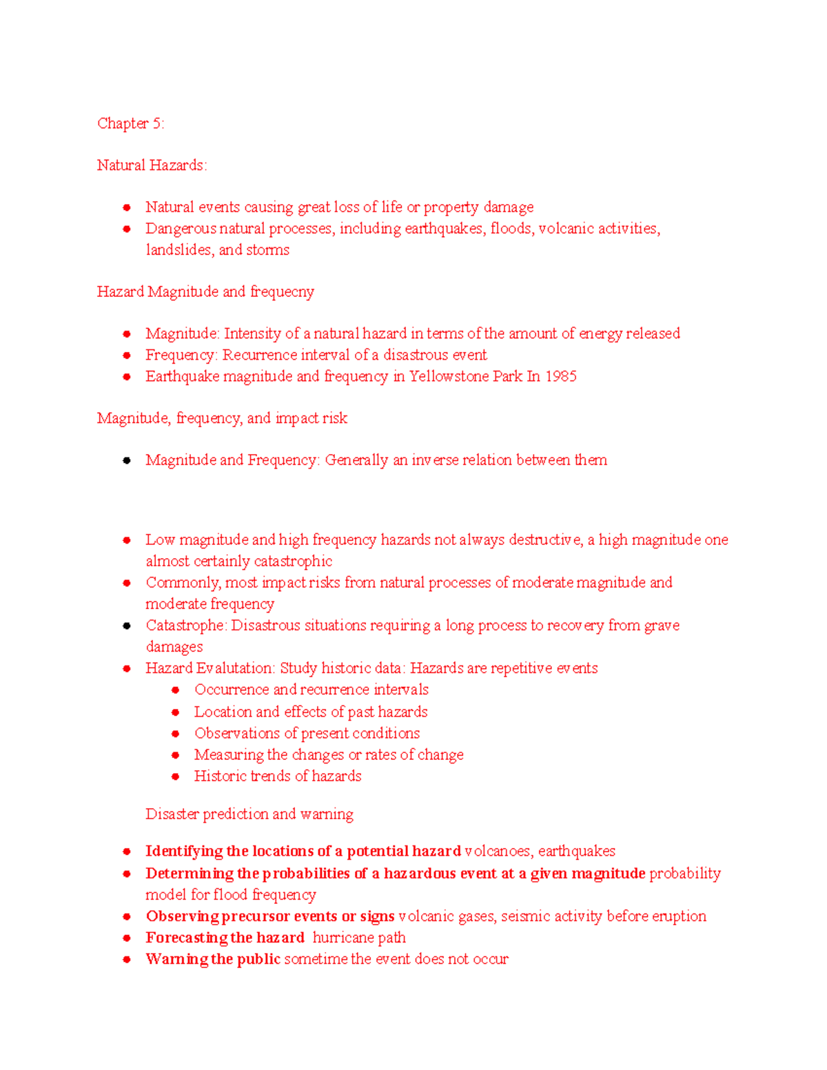 Chapter 5 - Chapter 5: Natural Hazards: Natural events causing great ...