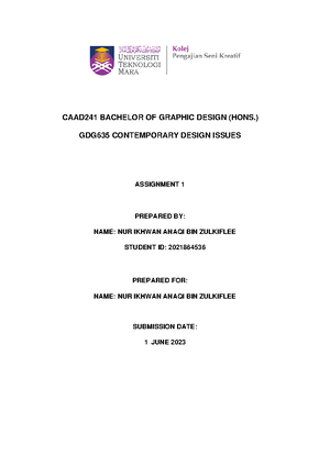 Vitamin D Their Roles in Human Health - Assignment 1 (Individual Assignment) STK3043- Natural ...