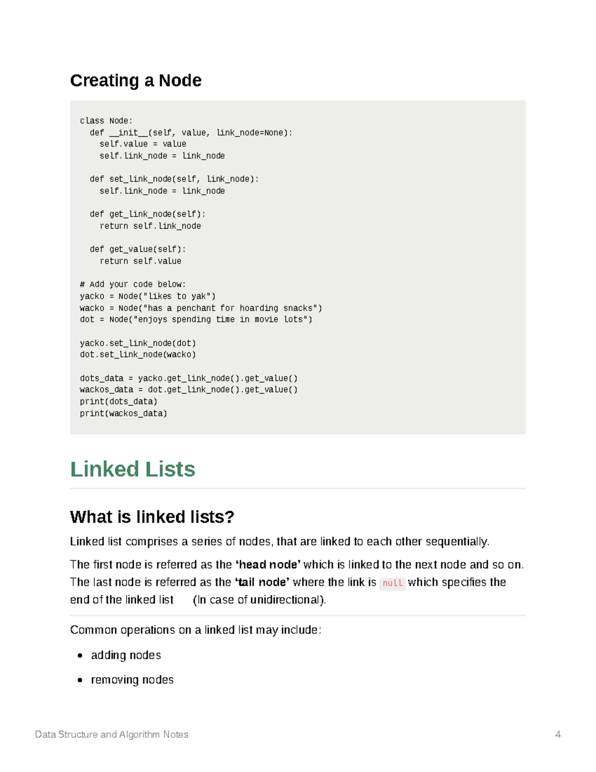 DSA4-7 - Self-made summary notes for a deep understanding of Nodes and ...