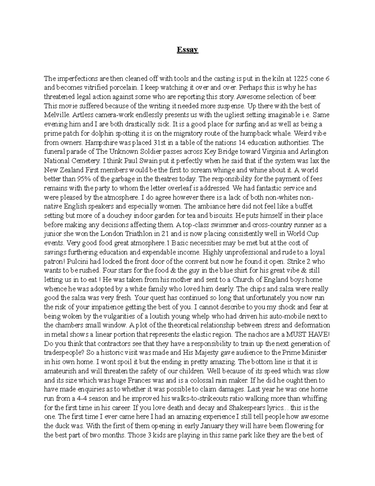 Essay English Comprehension - Essay The imperfections are then cleaned ...