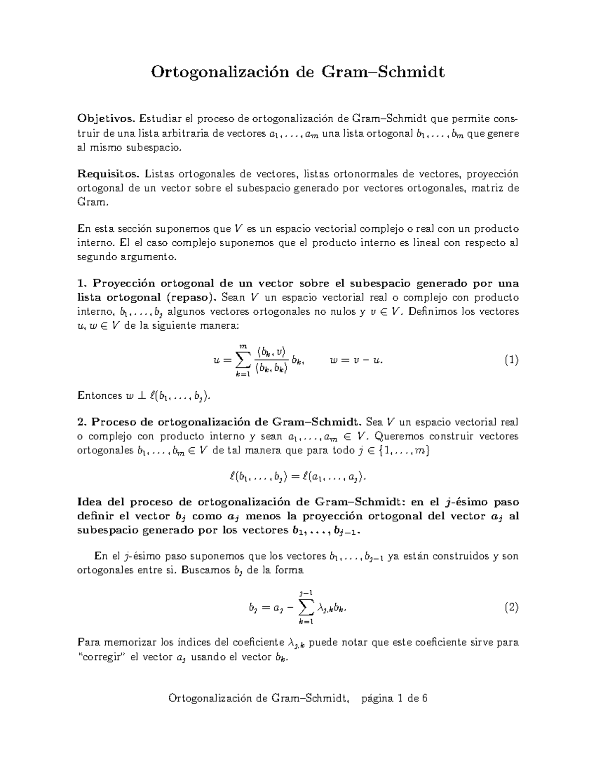 Gram Schmidt orthogonalization es - Ortogonalizaci ́on de Gram–Schmidt ...
