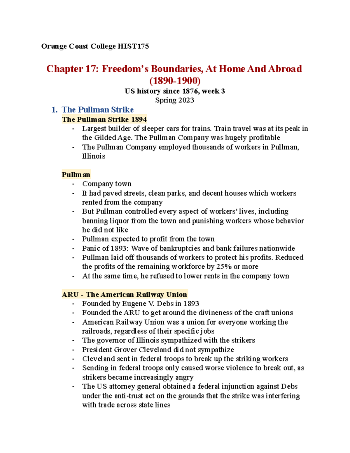 Week 3 Note - Week 3 Note - Orange Coast College HIST Chapter 17 ...