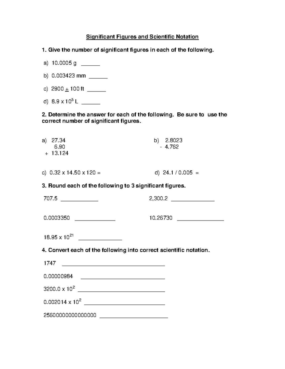Sig. Fig. and Sci. Not - lecture - Significant Figures and Scientific ...