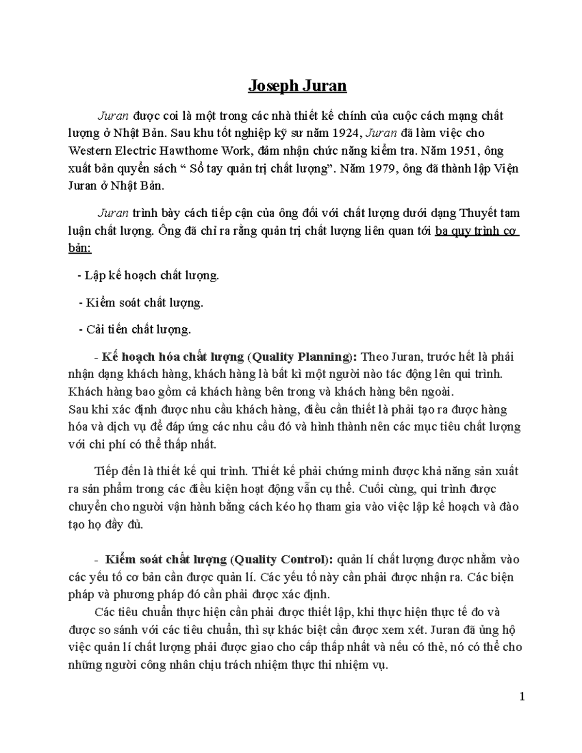 Joseph-Juran - describe about joseph juran - Joseph Juran Juran được coi là một trong các nhà ...