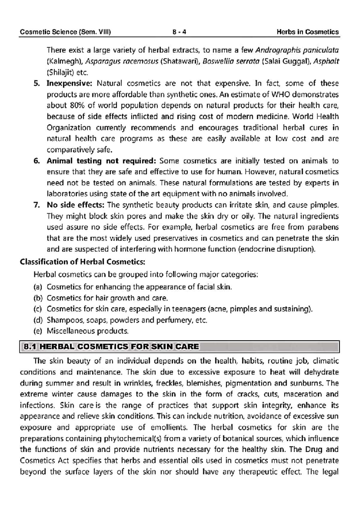 Skin Care - Cosmetic science notes - B. Pharmacy - Studocu