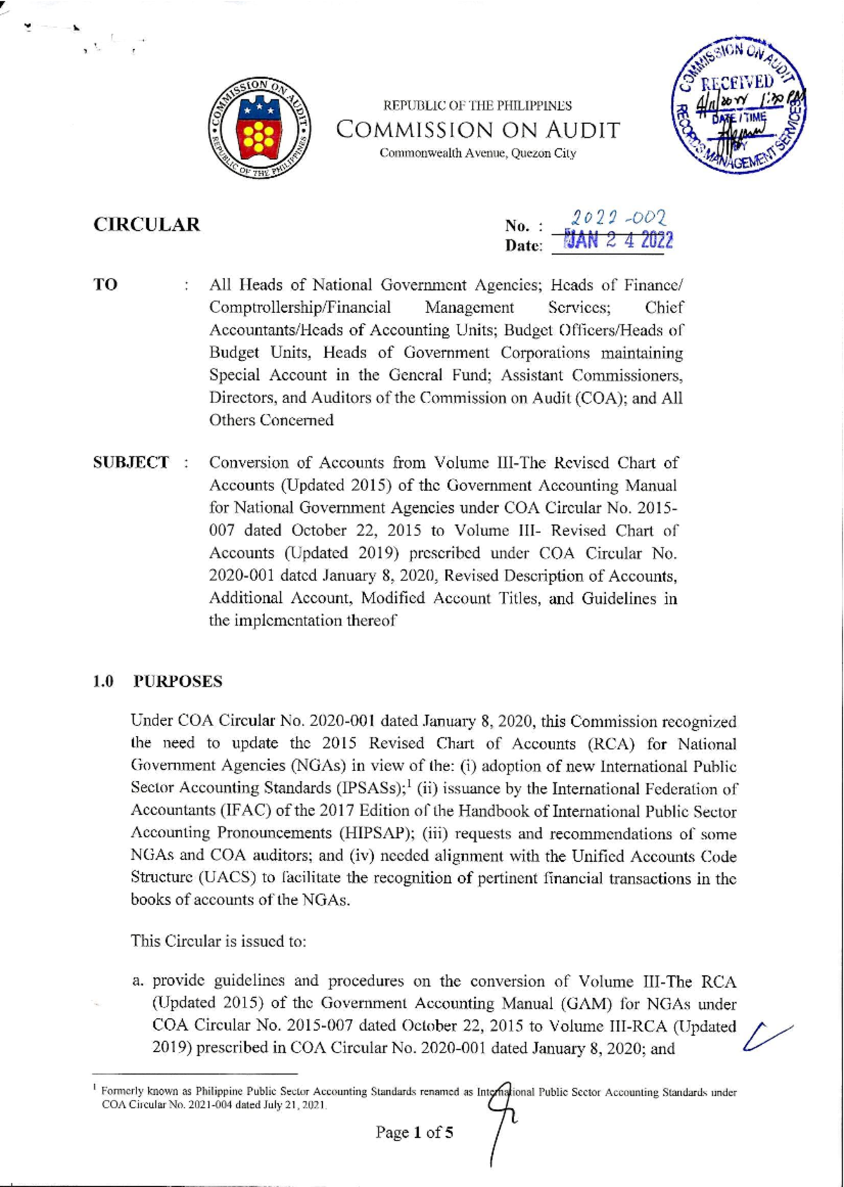 COA- Circular-NO - Conversion of Accounts National Government Agencies ...