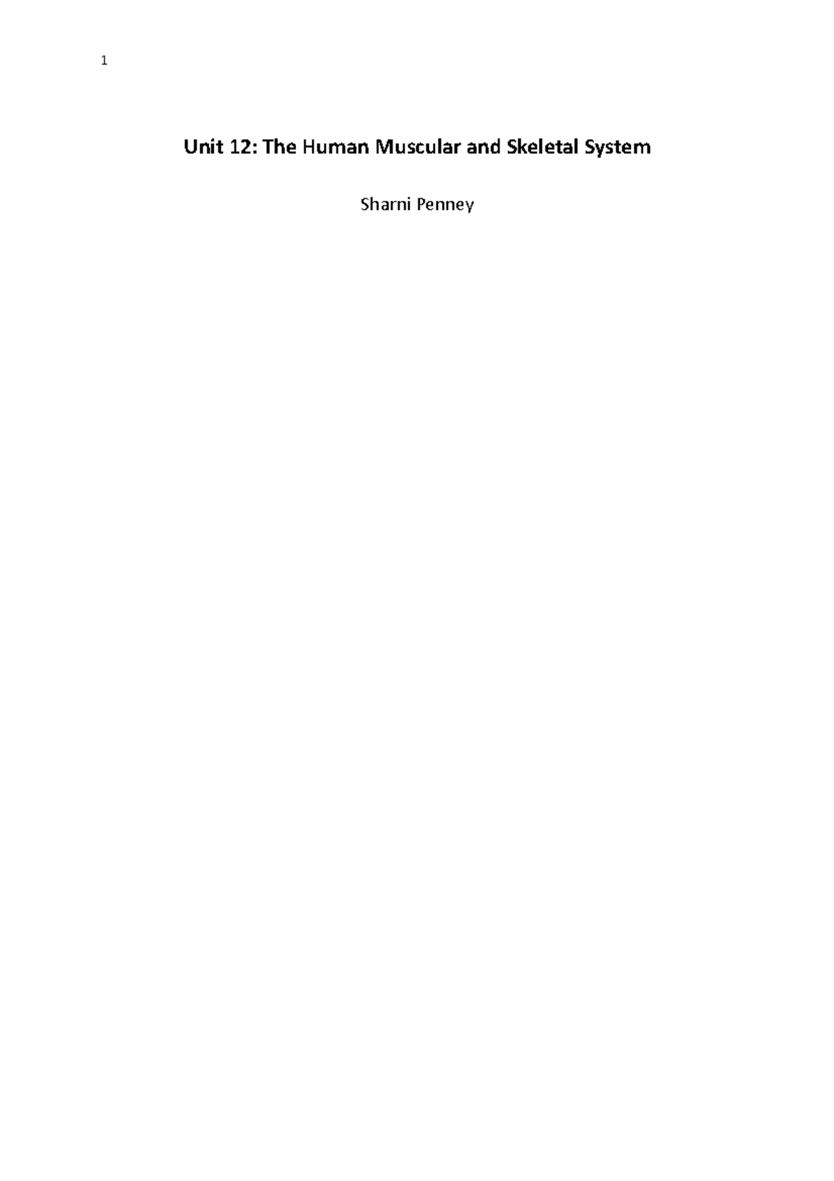 Unit 12 The Human Muscular and Skeletal System - I will also show how ...