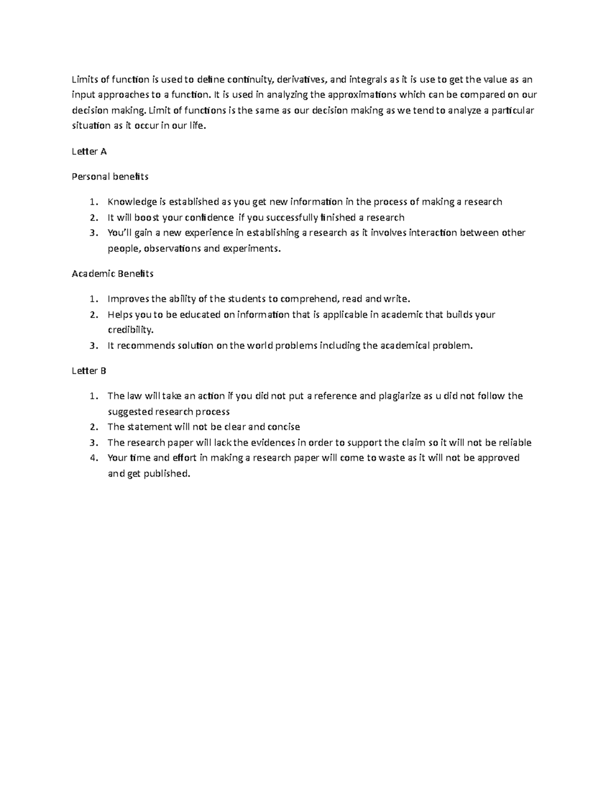 Limits of function and research - Limits of function is used to define ...