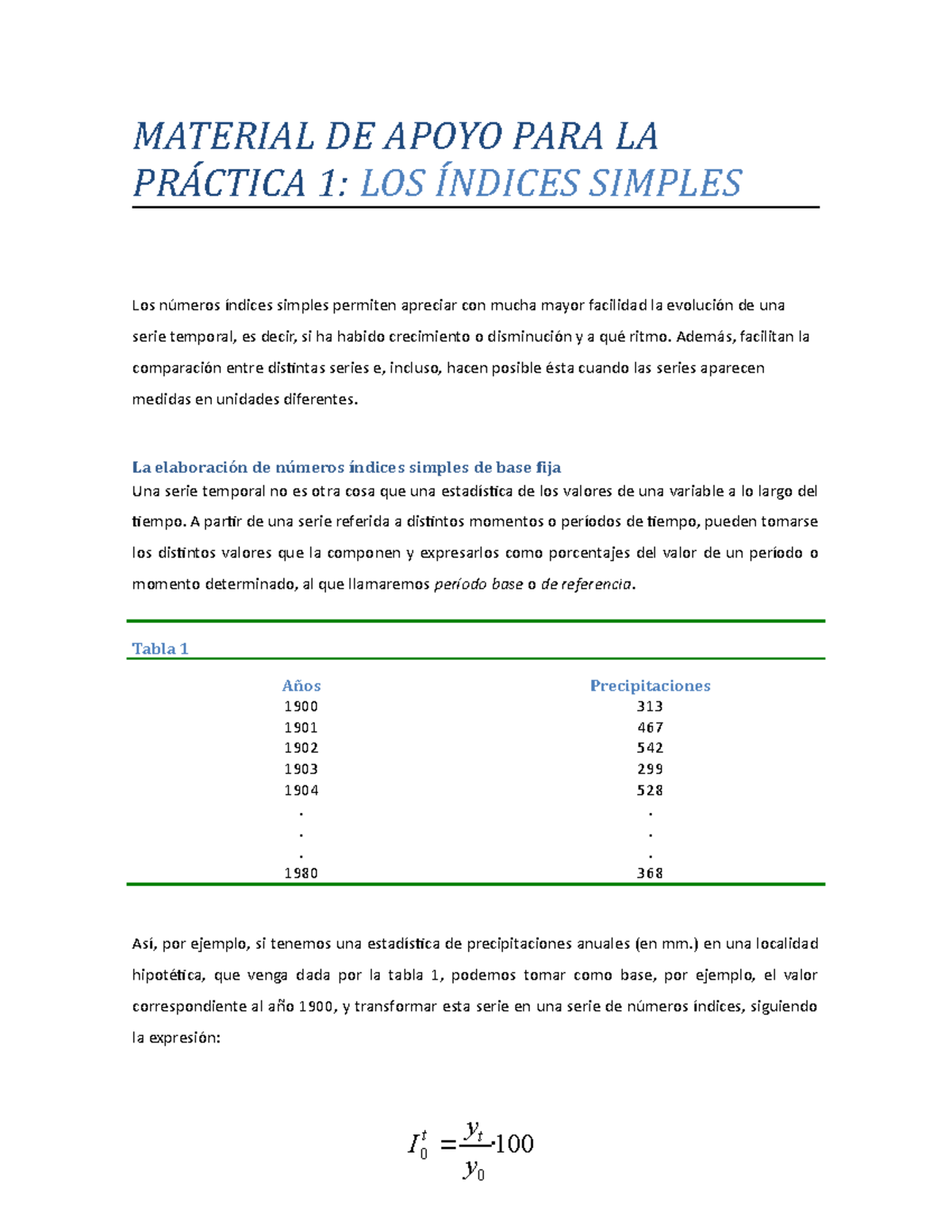 Práctica 1. Material de apoyo. Indices simples - MATERIAL DE APOYO PARA ...