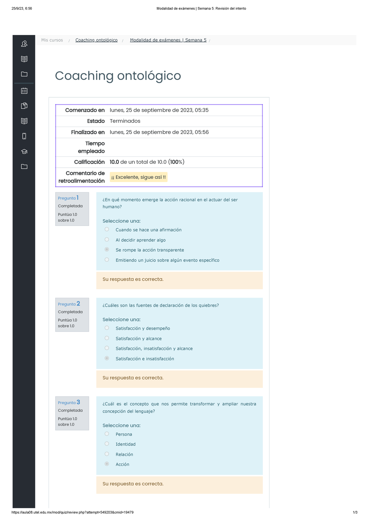 Couching ontologico - coaching ontologiccoaching ontologic - 25/9/23, 6:56 Modalidad de exámenes ...