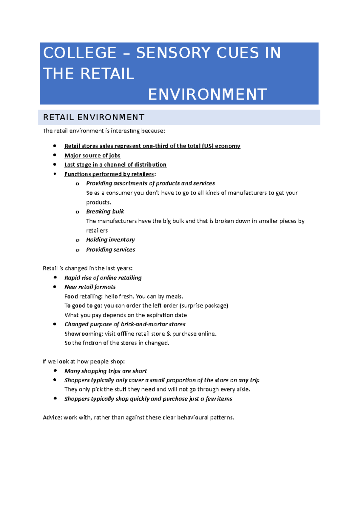 College 10 - Sensory cues in the retail environment - COLLEGE – SENSORY ...