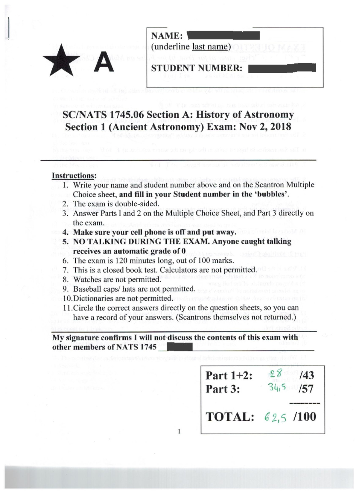 Midterm January 2019, questions and answers - Sc/Nats 1745 - Studocu