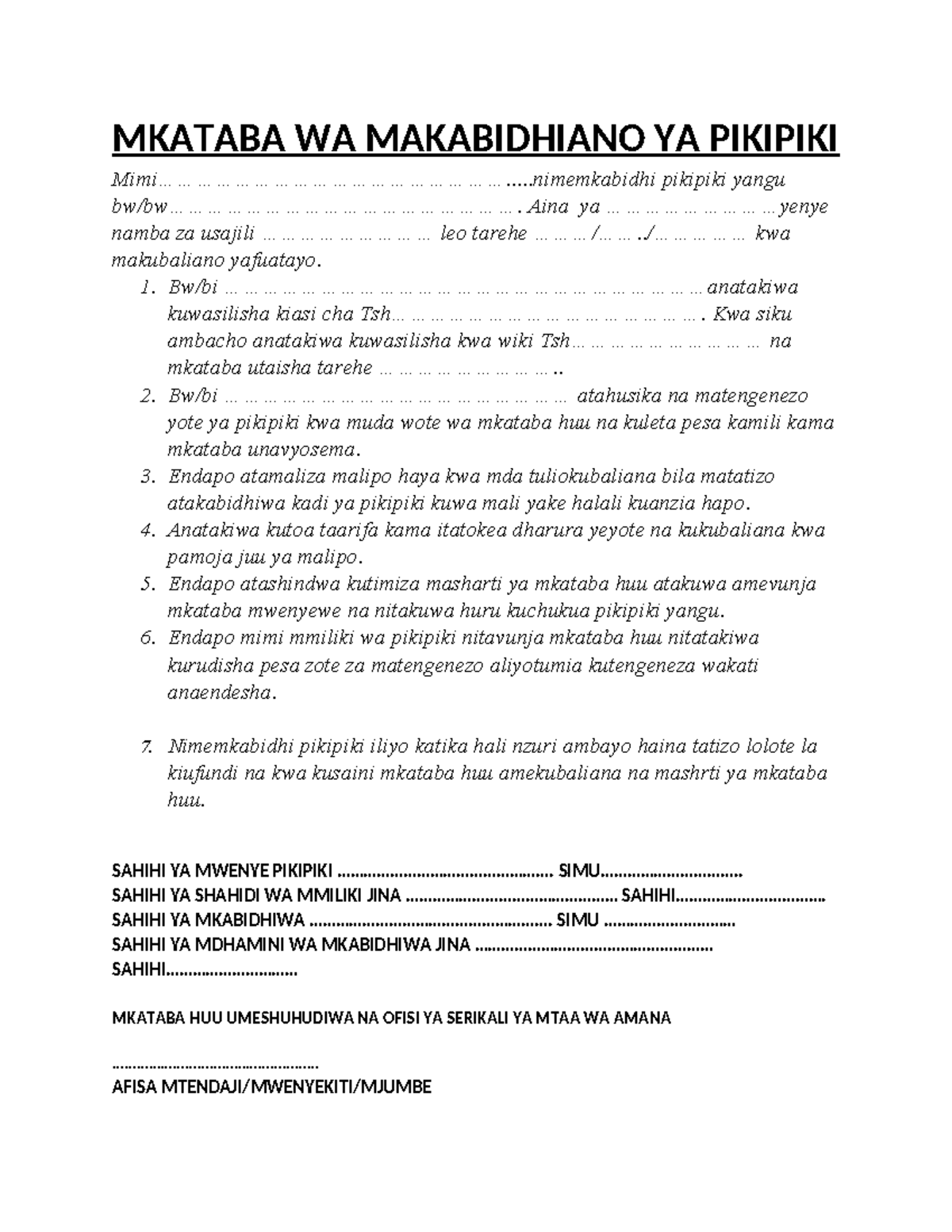 414263922 Mkataba Wa Makabidhiano Ya Pikipiki docx - MKATABA WA ...