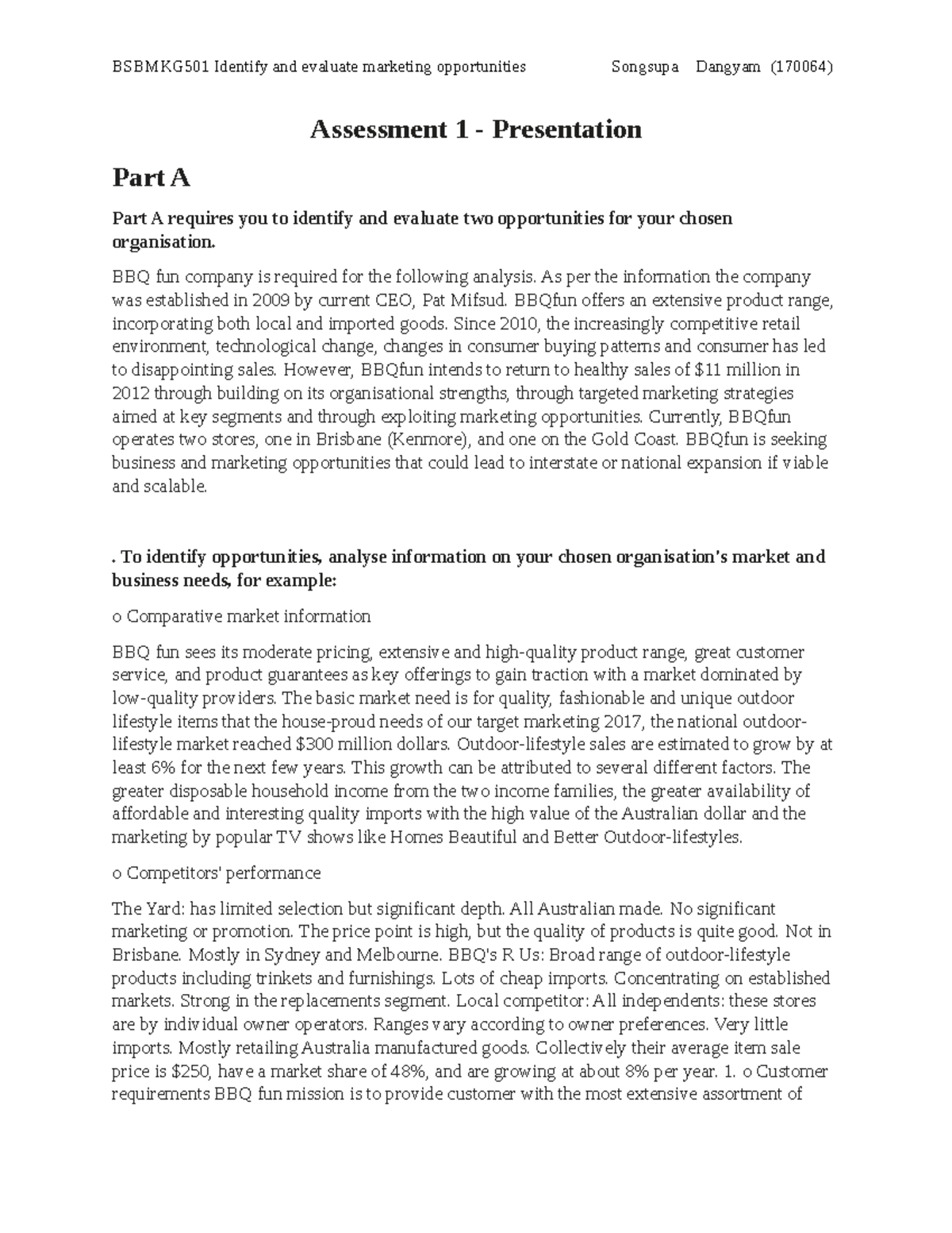 Part A - asd - Assessment 1 - Presentation Part A Part A requires you ...