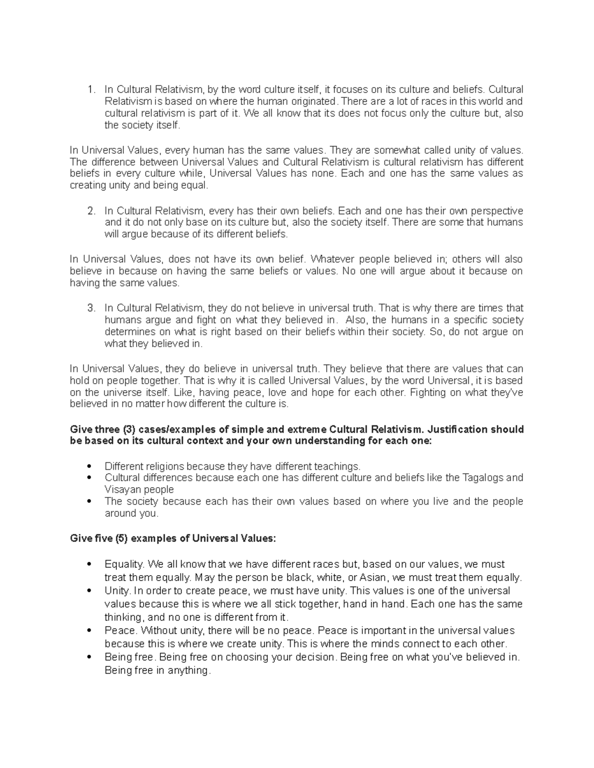 Cultural Relativism - Assignment - In Cultural Relativism, by the word ...