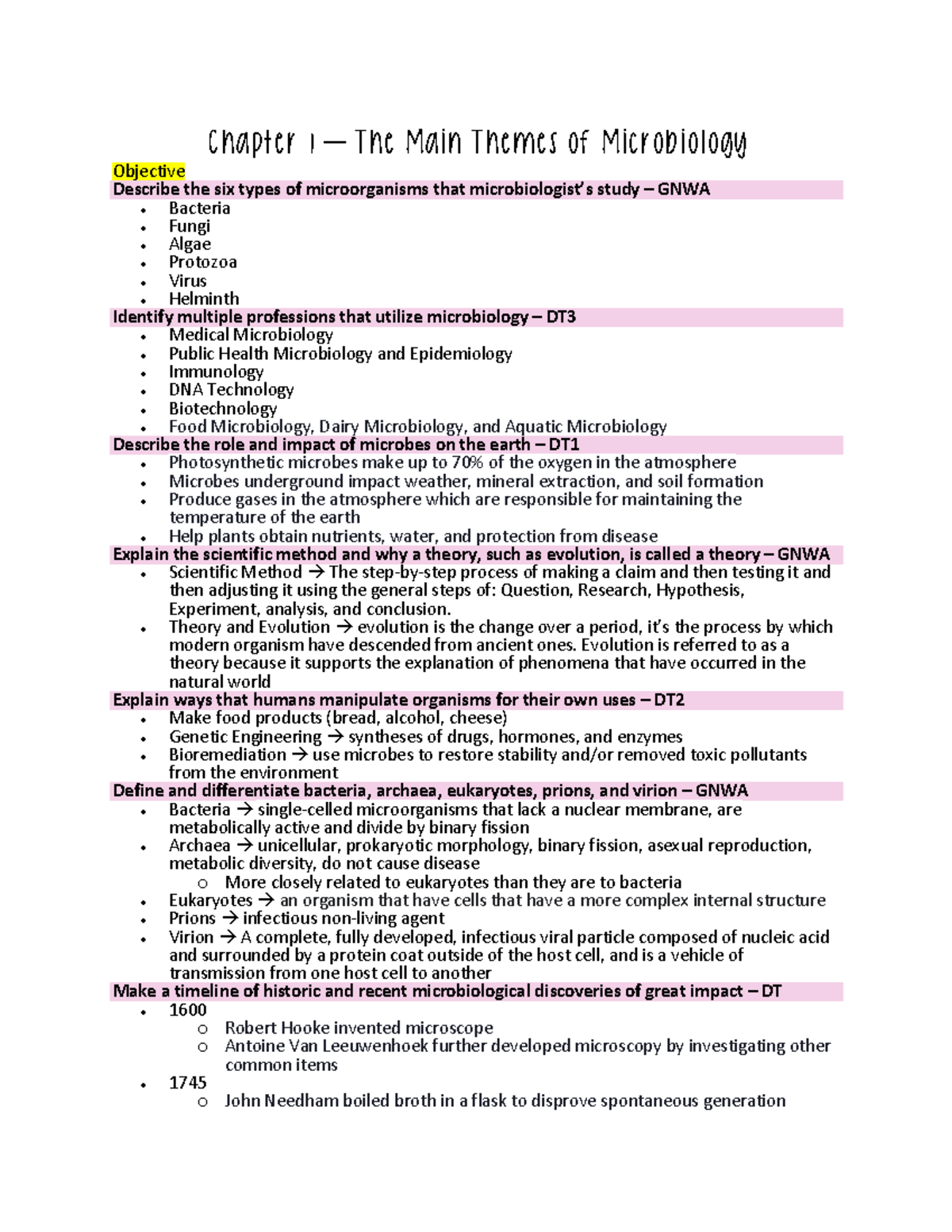 Chapter 1 – The Main Themes of Microbiology - Chapter 1 – The Main ...