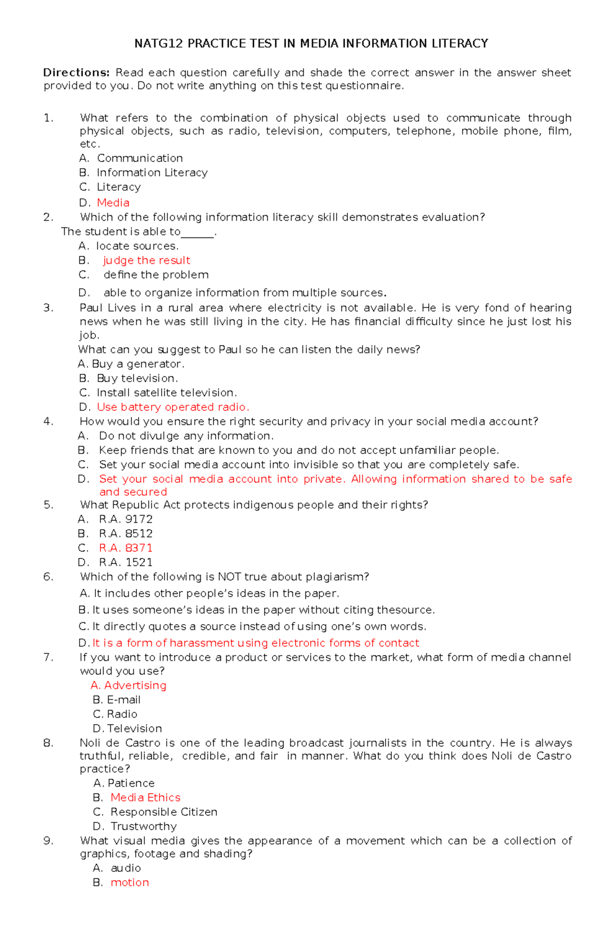 Answer KEY NATG12- Media- Information- Literacy - NATG12 PRACTICE TEST ...