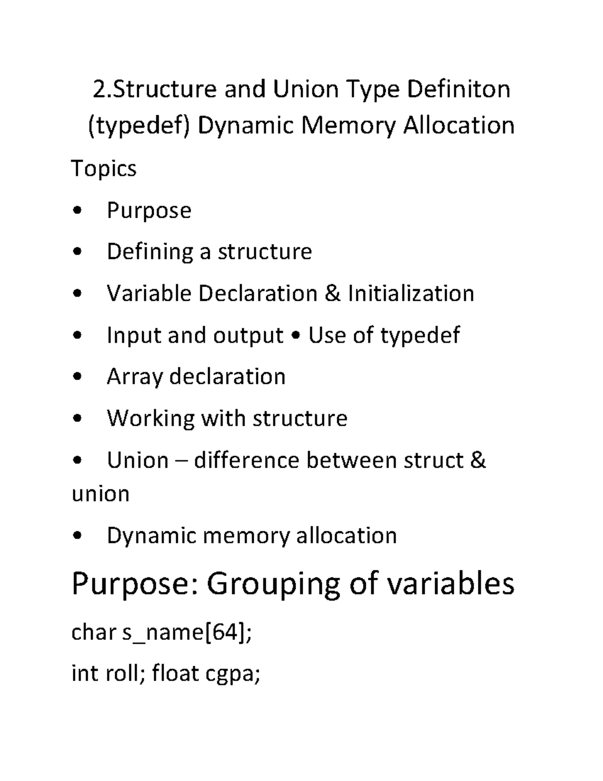 Structure and Union Type - 2 and Union Type Definiton (typedef) Dynamic ...