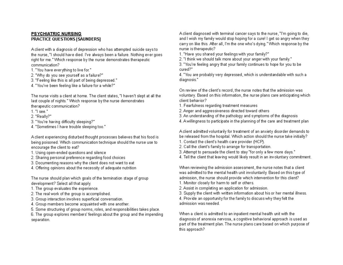 Psychhhh - Practice Test Psych - PSYCHIATRIC NURSING PRACTICE QUESTIONS ...