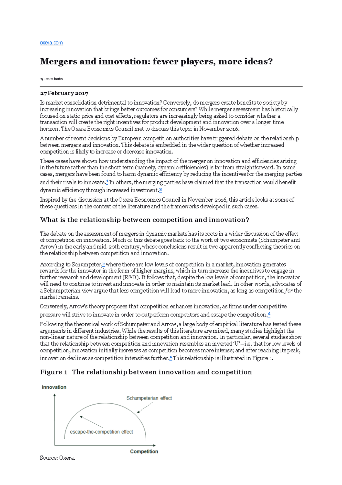 Mergers and innovation fewer players, more ideas - Oxera - oxera ...