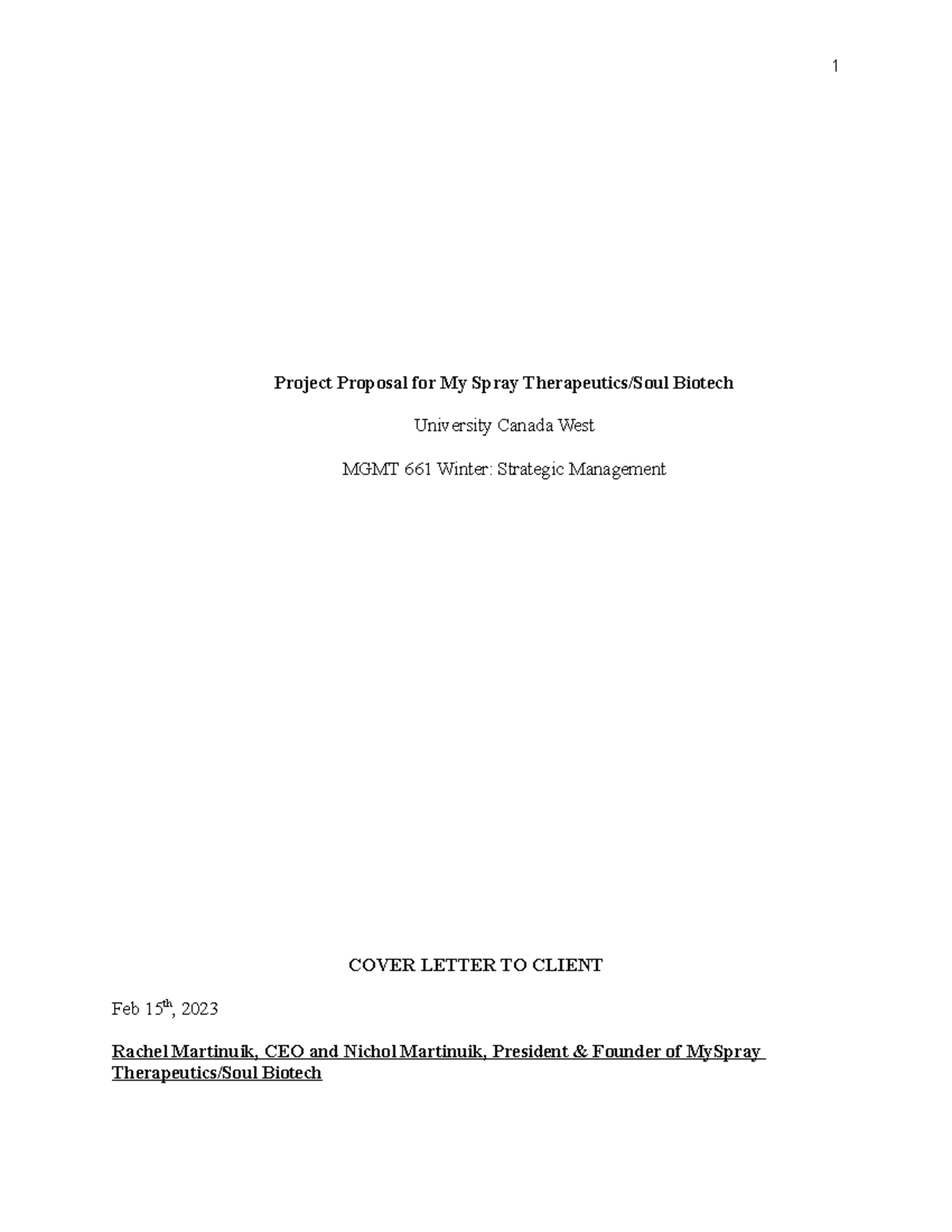 Project Proposal for the client - Project Proposal for My Spray ...