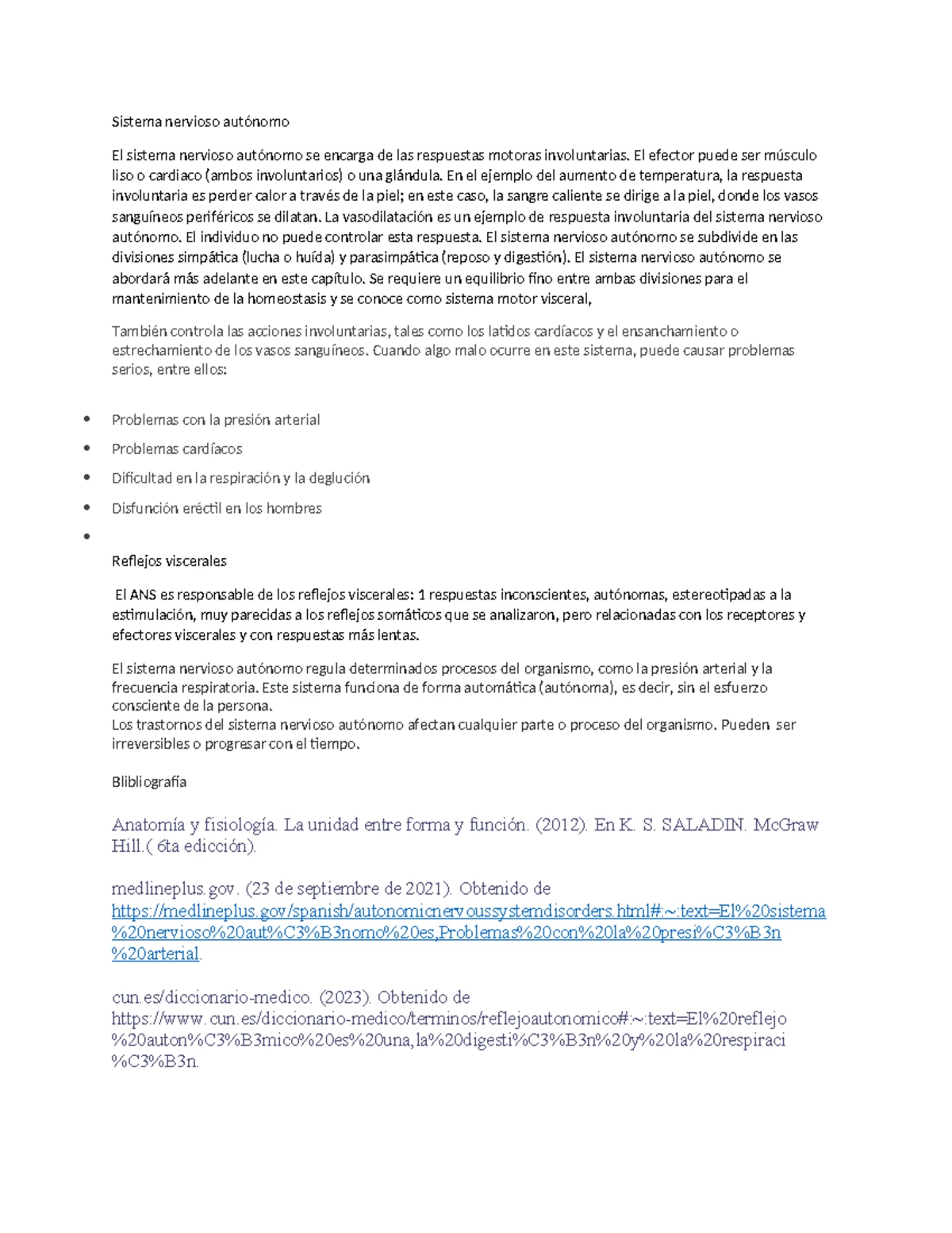 Sistema nervioso autónomo - Sistema nervioso autónomo El sistema ...