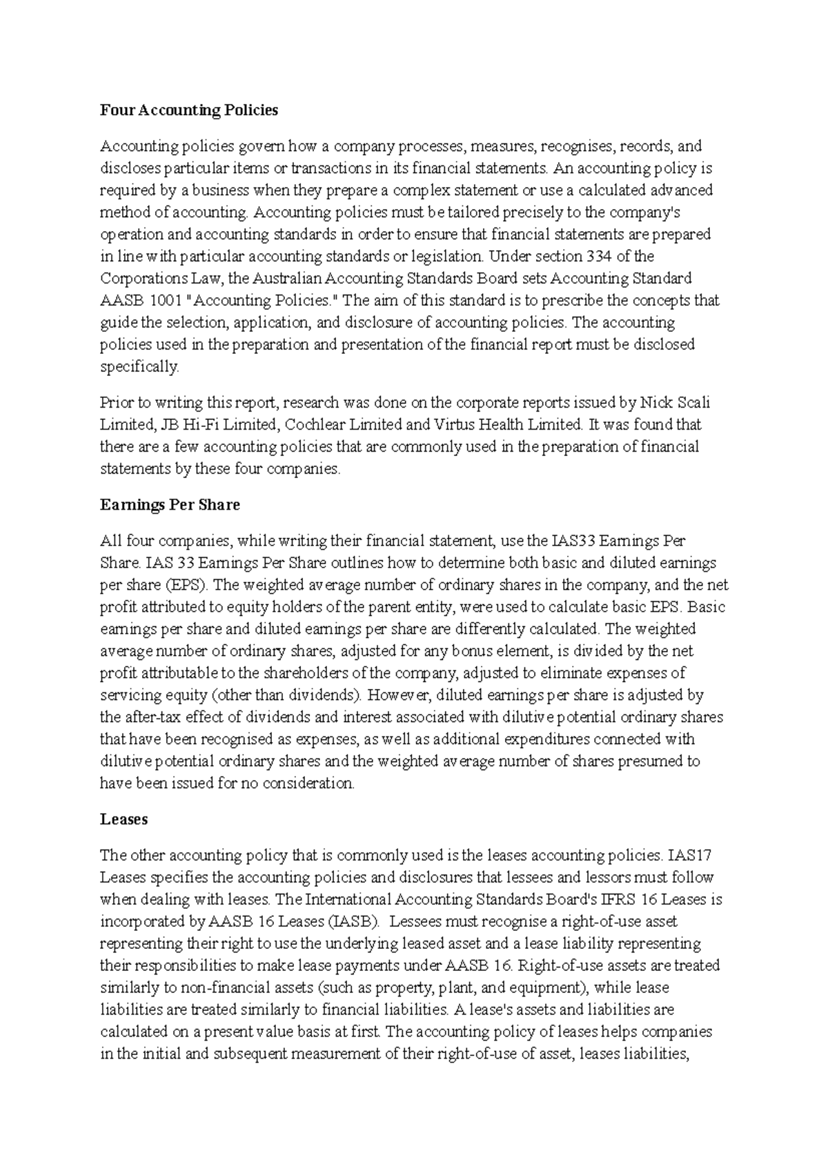 Accounting ass (1) Annual report - Four Accounting Policies Accounting ...