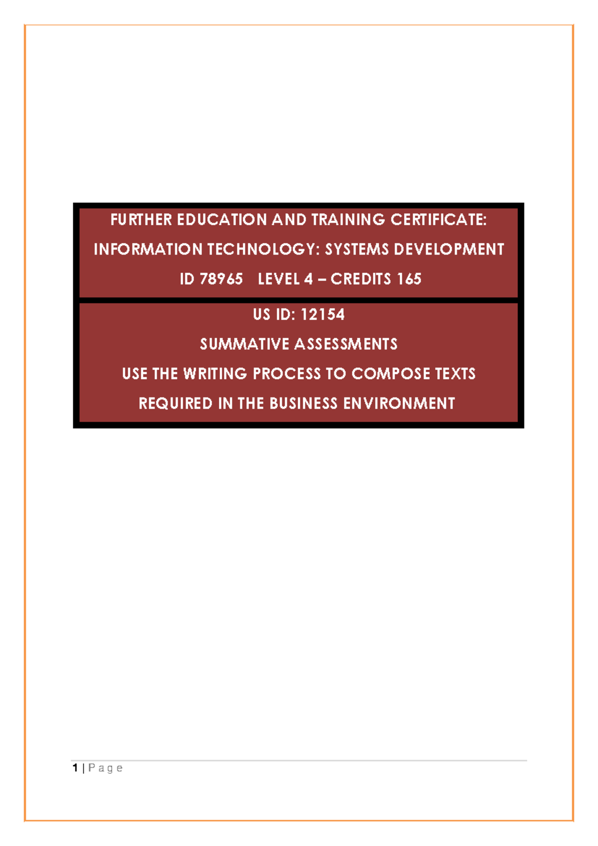 12154 - Summative assesement - FURTHER EDUCATION AND TRAINING ...