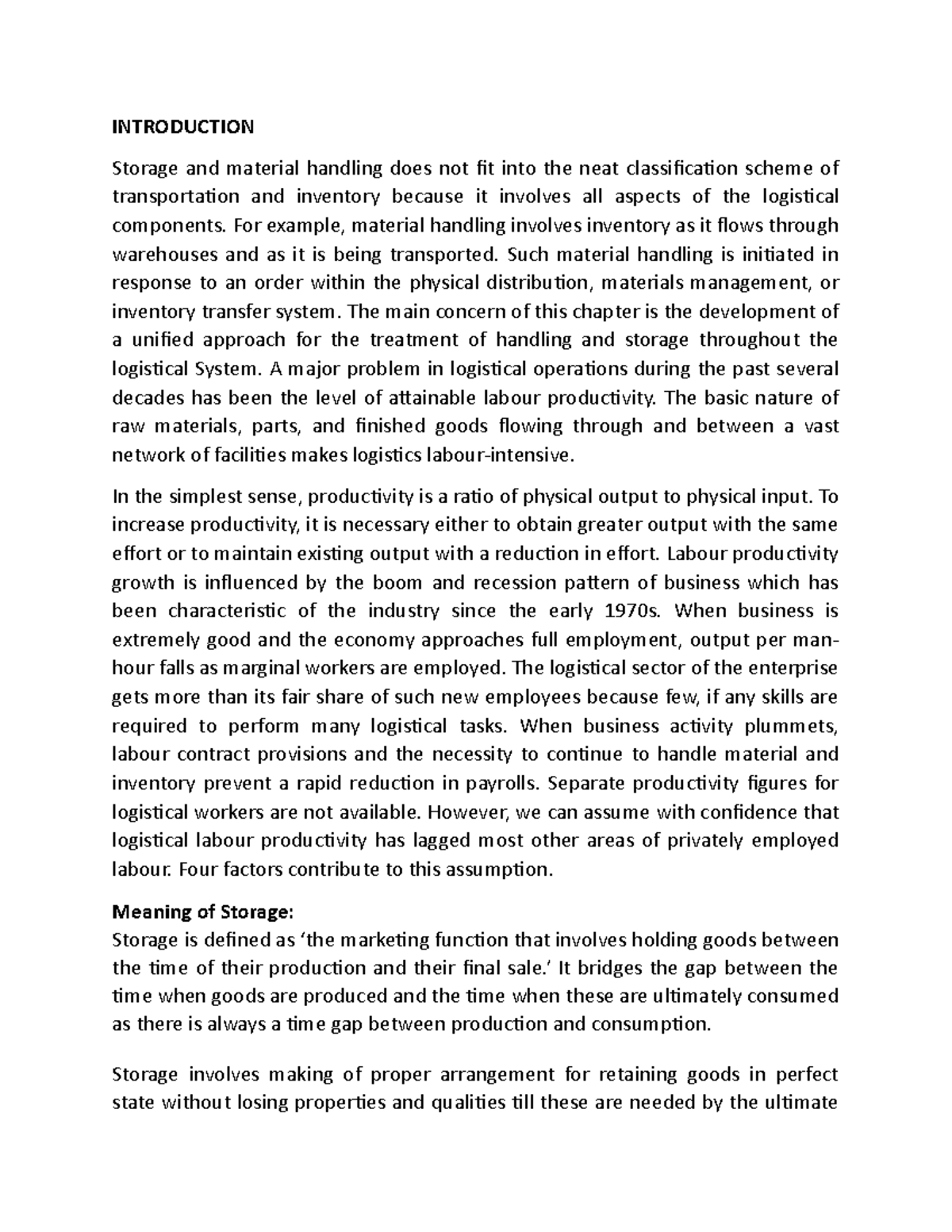 Desmond distribution - INTRODUCTION Storage and material handling does ...