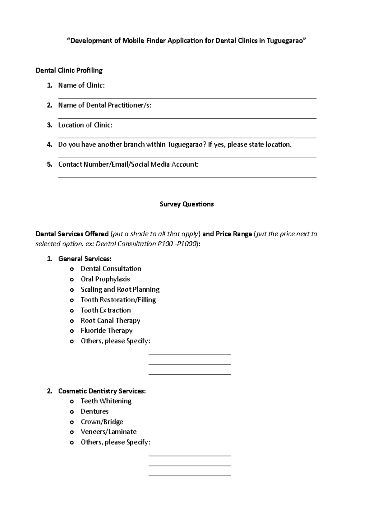 Thesis-Questionnaire - “Development of Mobile Finder Application for ...