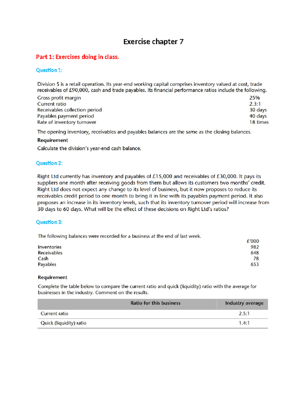 Exercise chapter 7 - sdnfjlsdfmlkfs - Exercise chapter 7 Part 1 ...