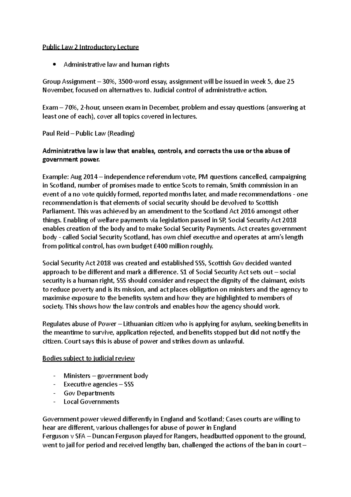 Public Law 2 Introductory Lecture - Public Law 2 Introductory Lecture ...