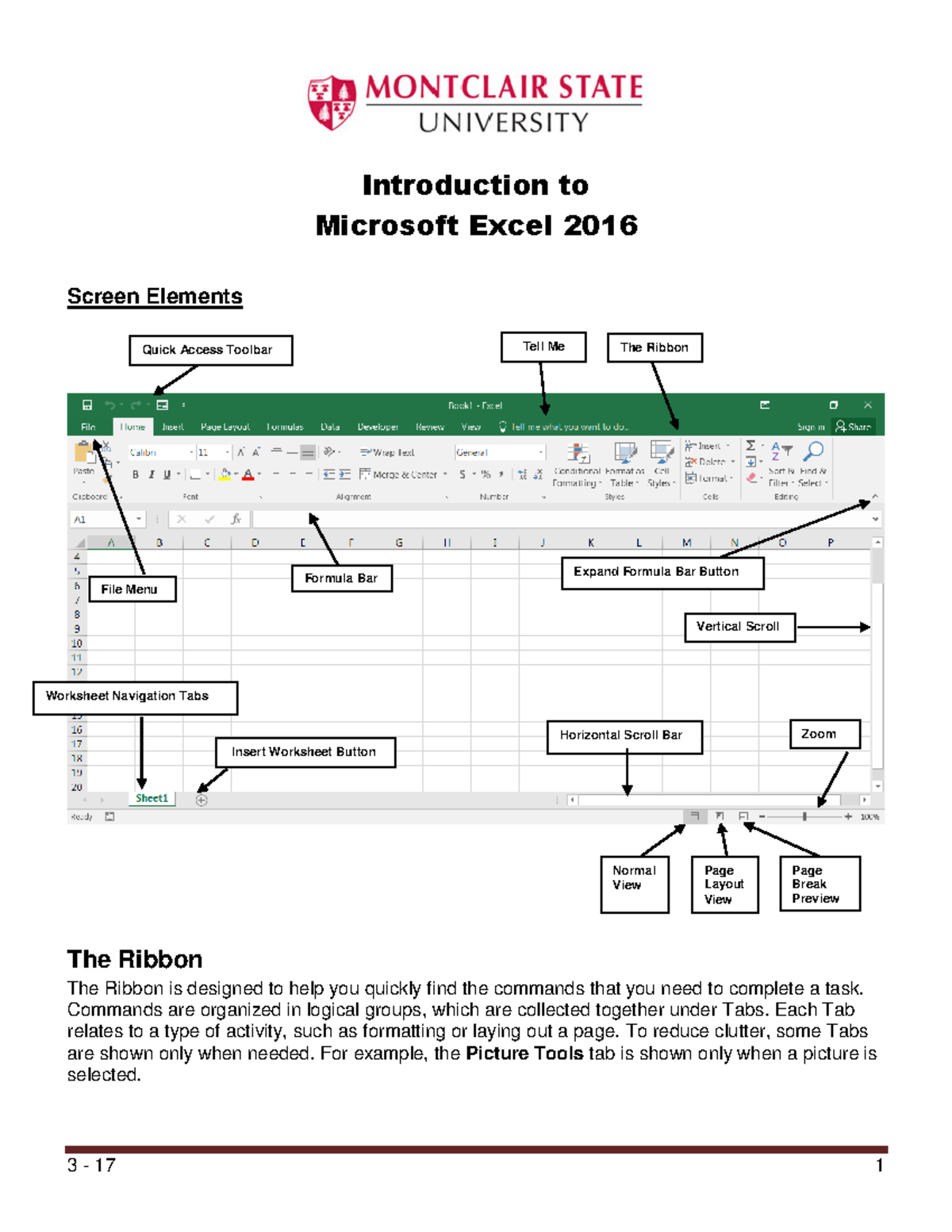Introduction to Excel 2016 - 3 - 17 1 Introduction to Microsoft Excel ...