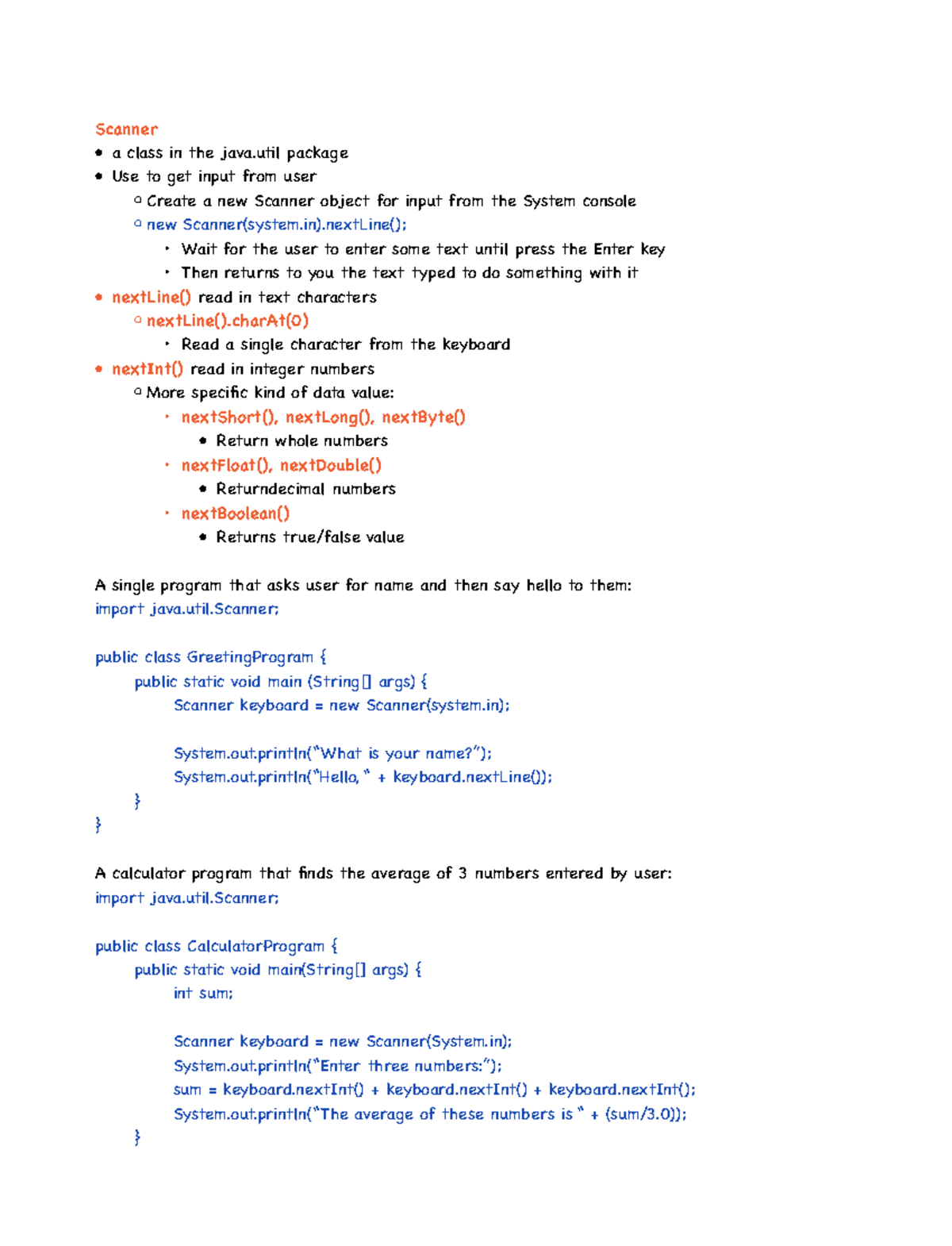 14 Getting User Input Scanner A Class In The Java Package• Use To