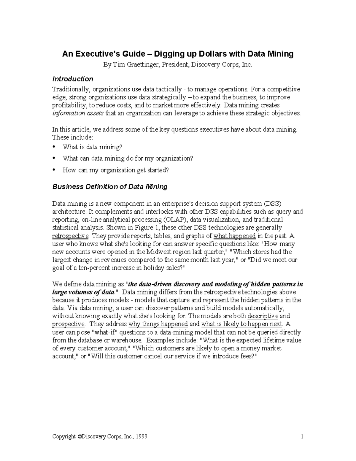 Digging Up Dollars - Prof S - An Executive's Guide – Digging up Dollars ...