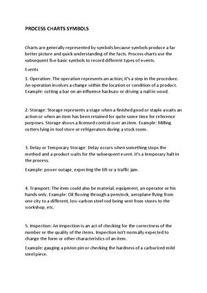 Process Charts Symbols - PROCESS CHARTS SYMBOLS Charts are generally ...