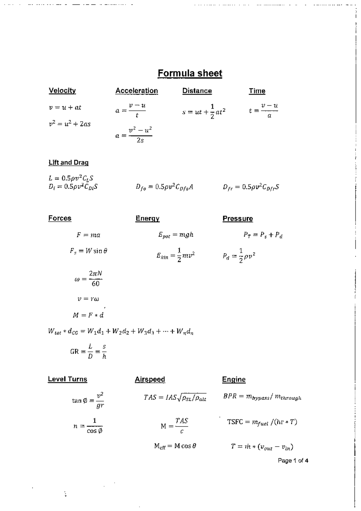 Formula Sheet - E214 - Studocu