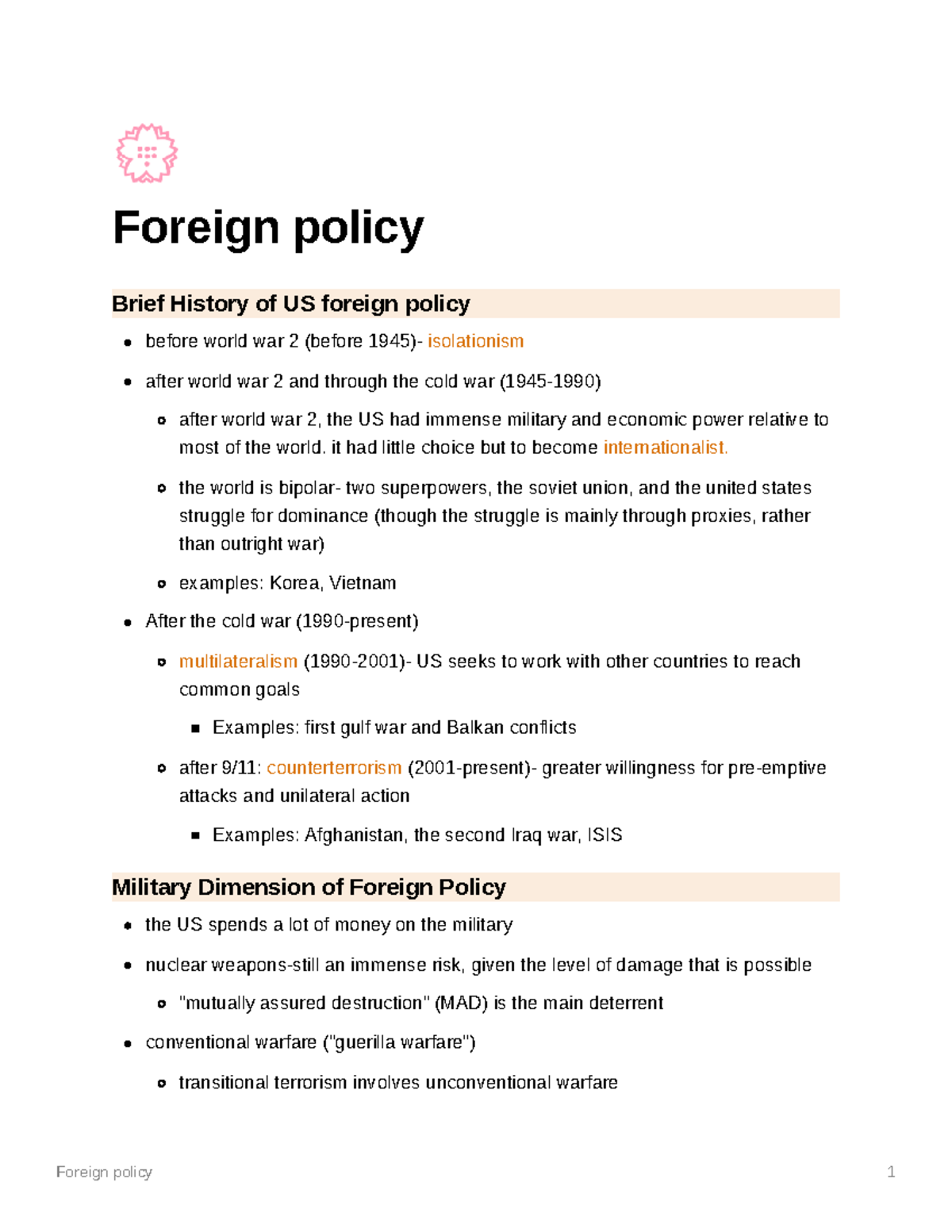 Foreign policy - For Vince bagnulo - Foreign policy 1 💮 Foreign policy ...