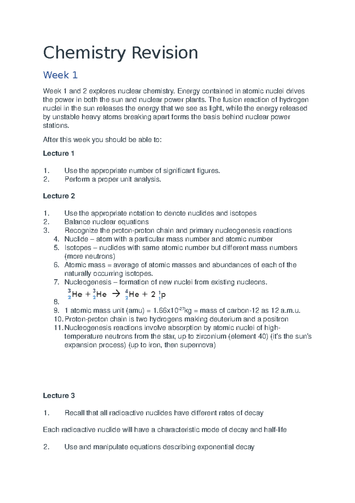 Chemistry Revision Entire Course + Textbook - CHEM1111 - USyd - Studocu