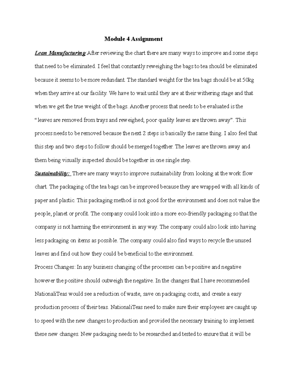 Module 4 Assignment - Module 4 Assignment Lean Manufacturing:After ...